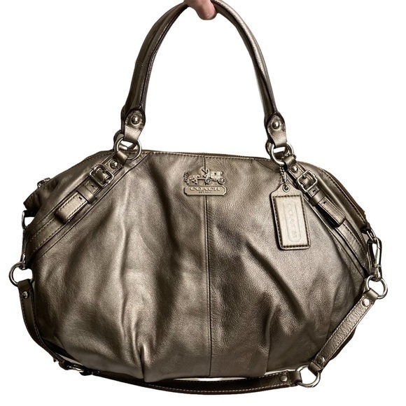 Coach | Bags | Coach Madison Sophia Metallic Silver Bronze Leather ...